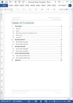 Business Rules Template (MS Office) – MS Office Templates with AI prompts