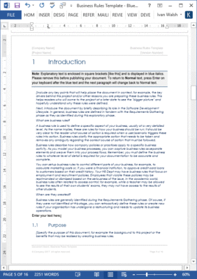 Business Rules Template (MS Office) – MS Office Templates with AI prompts