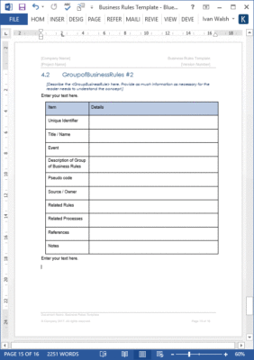 Business Rules Template (MS Office) – MS Office Templates with AI prompts