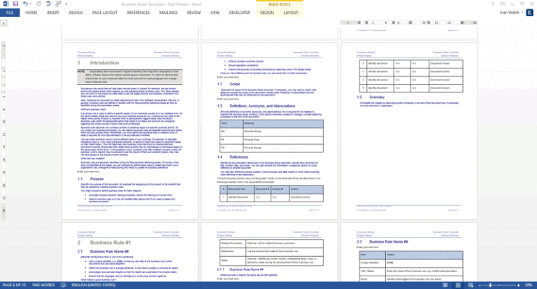 Business Rules Template (MS Office) – MS Office Templates with AI prompts