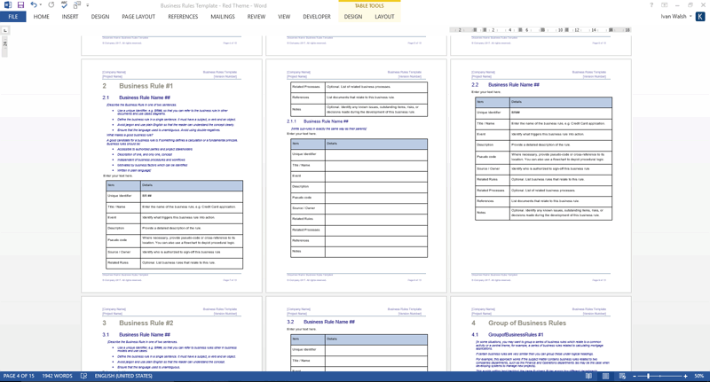 Business Rules Template MS Office Templates Forms Checklists For 