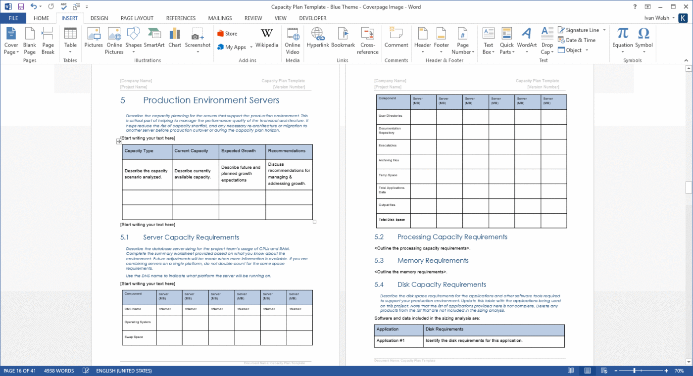 Capacity Plan Template (MS Office) – MS Office Templates with AI prompts