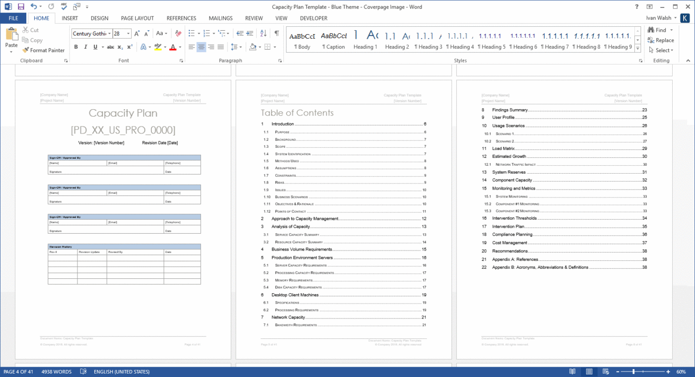 Capacity Plan Template (MS Office) – MS Office Templates with AI prompts