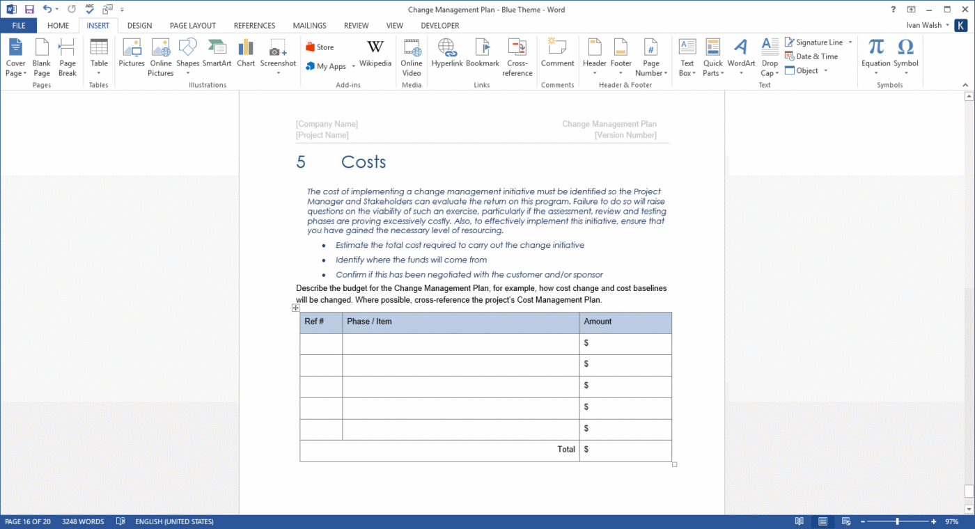 Change Management Plan Templates (MS Office) – MS Office Templates with ...