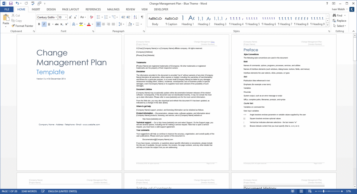 Change Management Plan Templates (MS Office) – MS Office Templates with ...