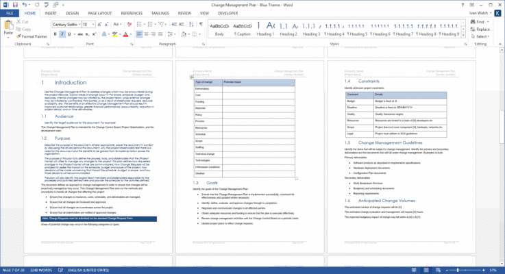 Change Management Plan Templates (MS Office) – Templates, Forms ...