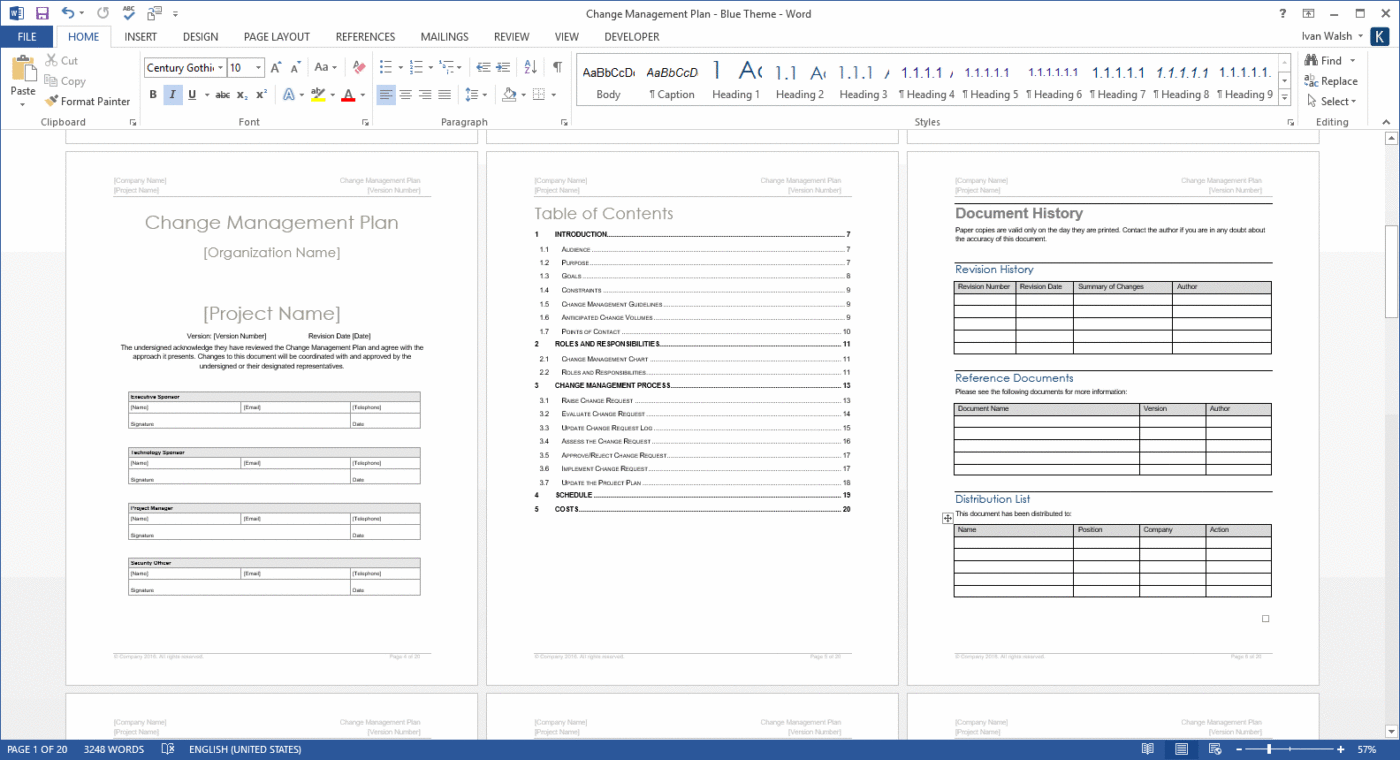 Change Management Plan Templates (MS Office) – MS Office Templates with ...