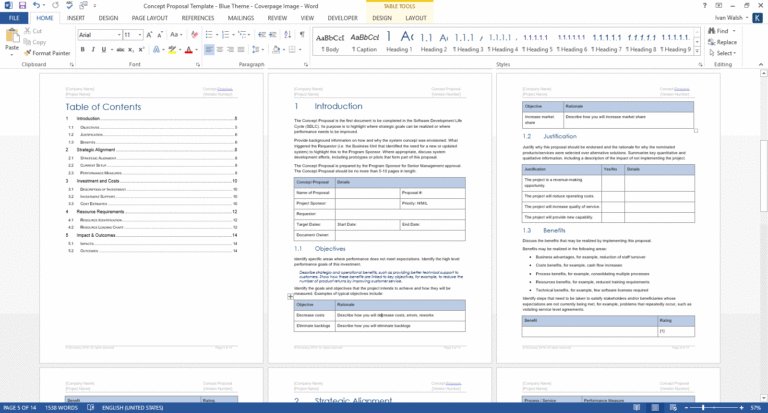 Concept Proposal (MS Word) – MS Office Templates with AI prompts