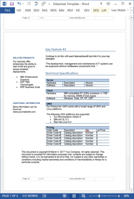 Datasheet Template (MS Office) – MS Office Templates with AI prompts