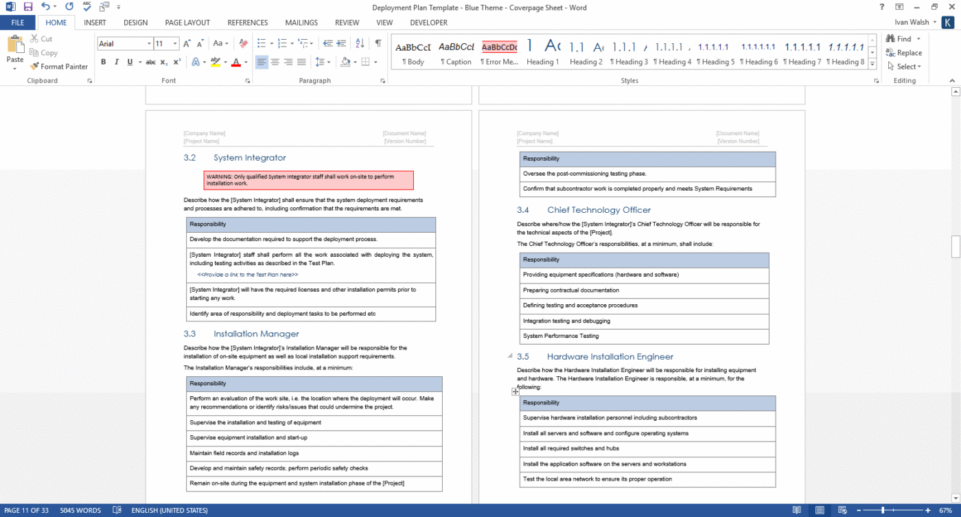 Deployment Plan Template (MS Office) – MS Office Templates with AI prompts