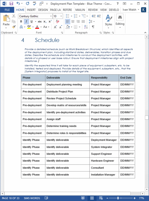 Deployment Plan Template (MS Office) – MS Office Templates with AI prompts