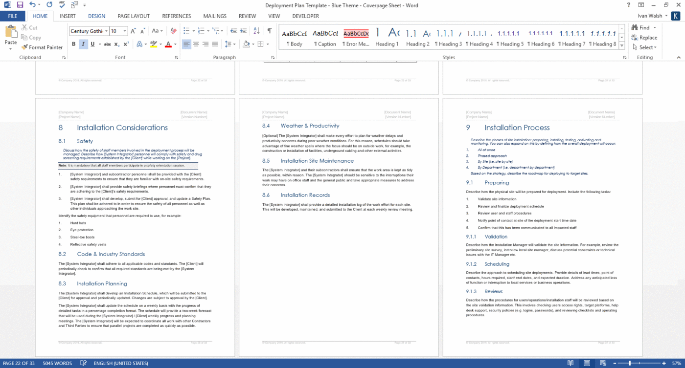 Deployment Plan Template (MS Office) – MS Office Templates with AI prompts