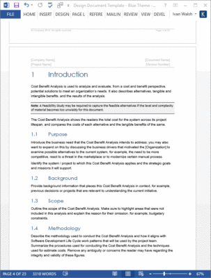 Design Document Template (MS Office) – MS Office Templates with AI prompts