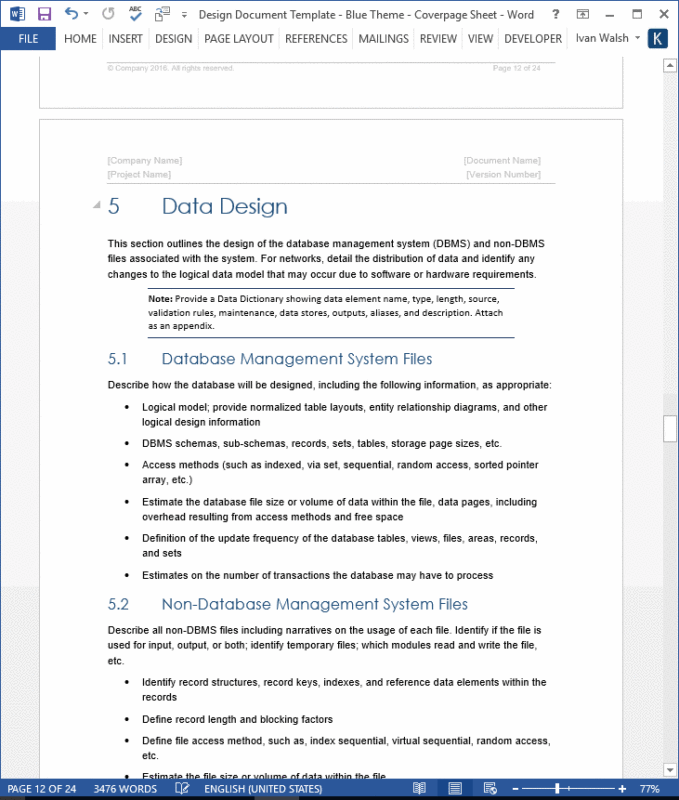 Design Document Template (MS Office) – MS Office Templates with AI prompts