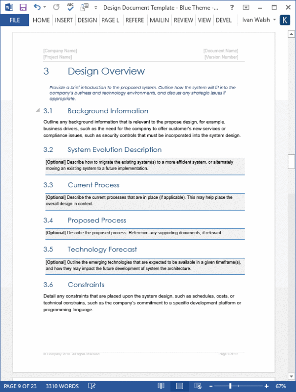 Design Document Template (MS Office) – MS Office Templates with AI prompts