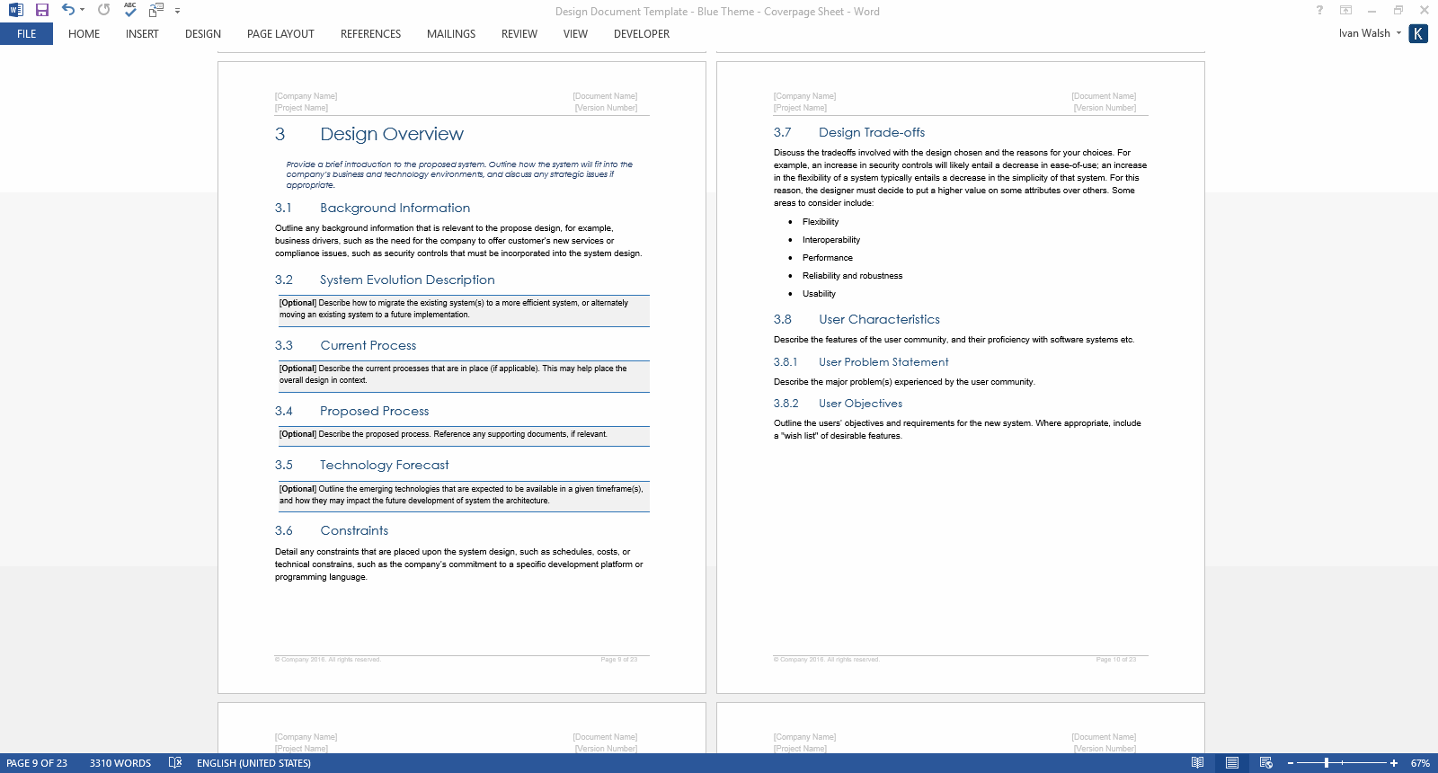 Design Document Template MS Office Templates Forms Checklists For 