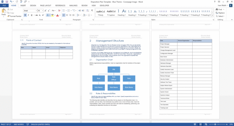 Disposition Plan template (MS Office) – MS Office Templates with AI prompts