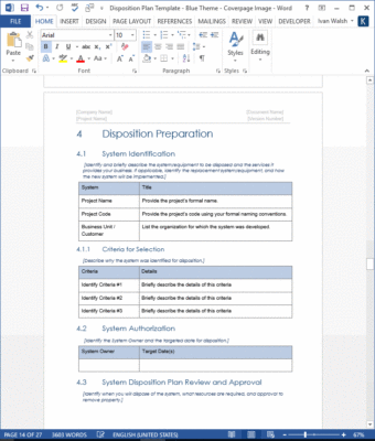 Disposition Plan template (MS Office) – MS Office Templates with AI prompts