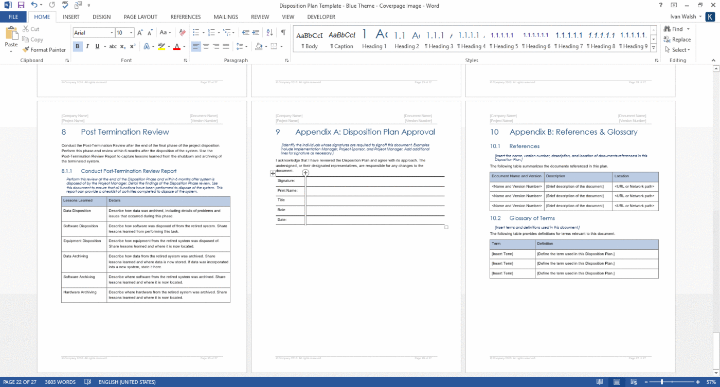 Disposition Plan template (MS Office) – MS Office Templates with AI prompts