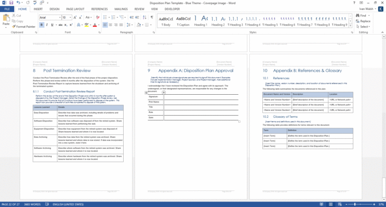Disposition Plan template (MS Office) – MS Office Templates with AI prompts