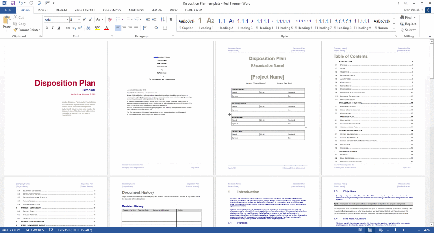 Disposition Plan template (MS Office) – MS Office Templates with AI prompts