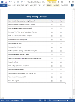 Policy Manual Template (MS Word) – MS Office Templates with AI prompts