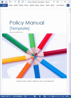 Policy Manual Template (MS Word) – MS Office Templates with AI prompts