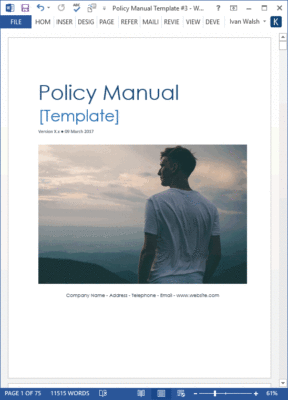 Policy Manual Template (MS Word) – MS Office Templates with AI prompts