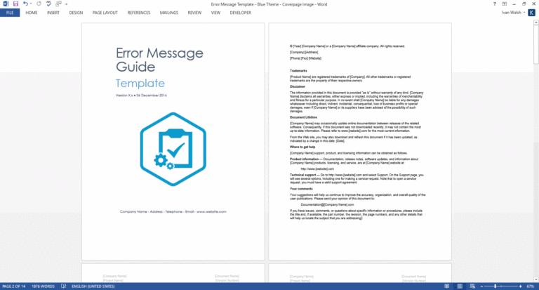 Error Message Guide Template – MS Office Templates with AI prompts