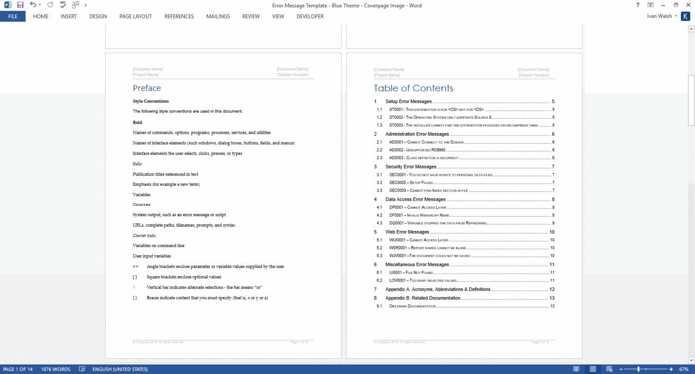 Error Message Guide Template – MS Office Templates with AI prompts