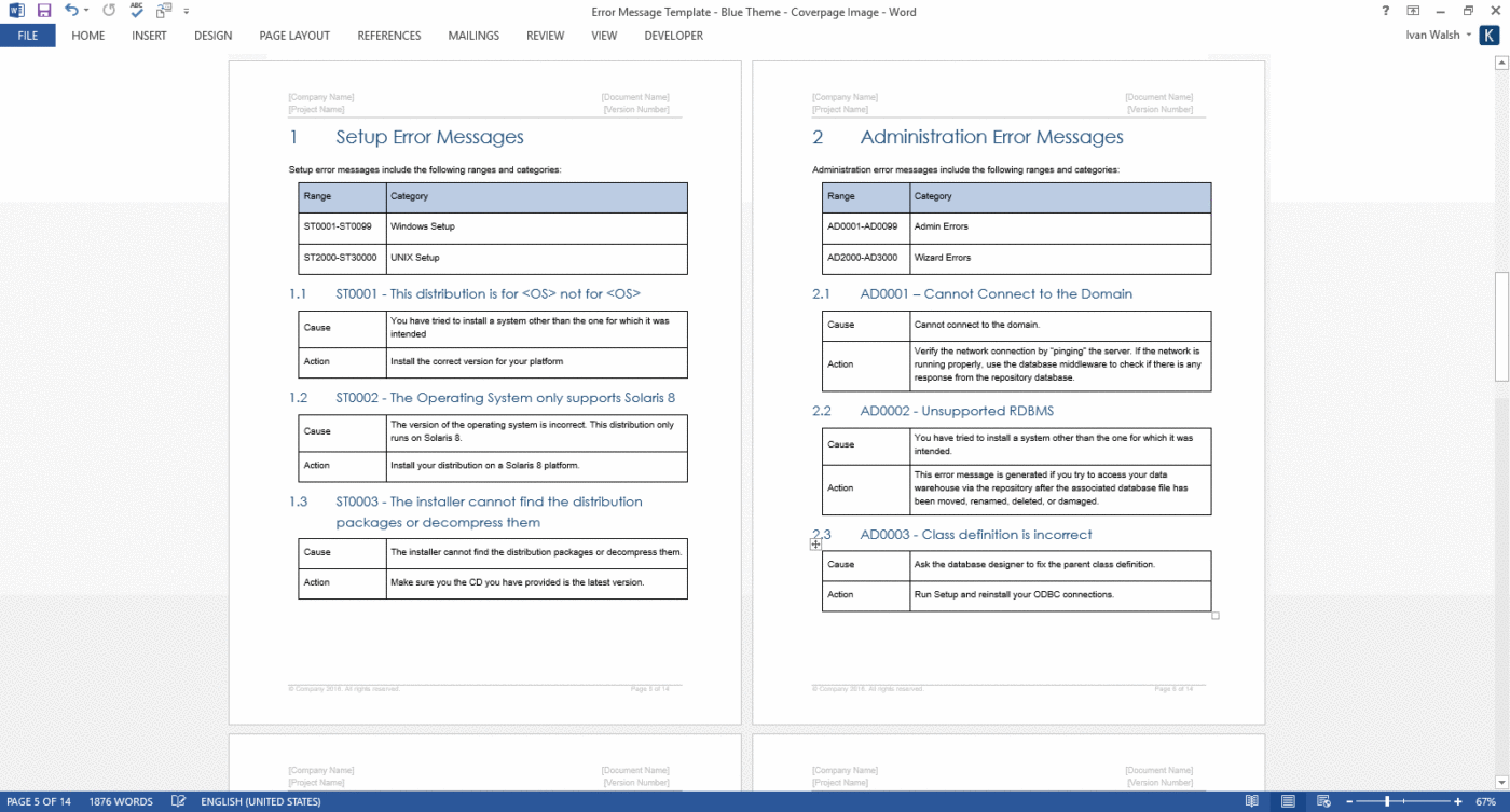 Error Message Guide Template – MS Office Templates with AI prompts