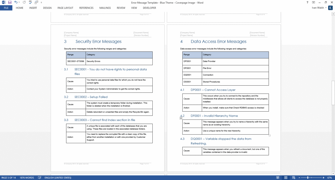 Error Message Guide Template – MS Office Templates with AI prompts
