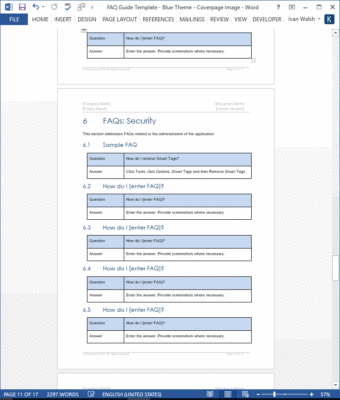FAQ Guide Template (Tech Docs) – MS Office Templates with AI prompts