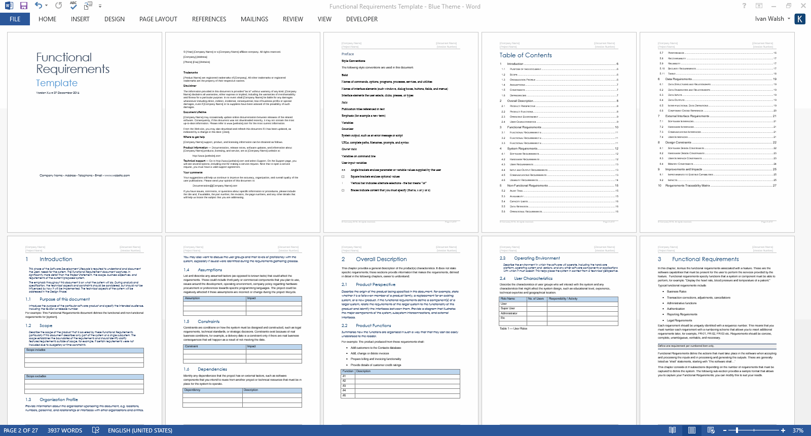 Functional Requirements Templates Templates Forms Checklists For MS Office And Apple IWork