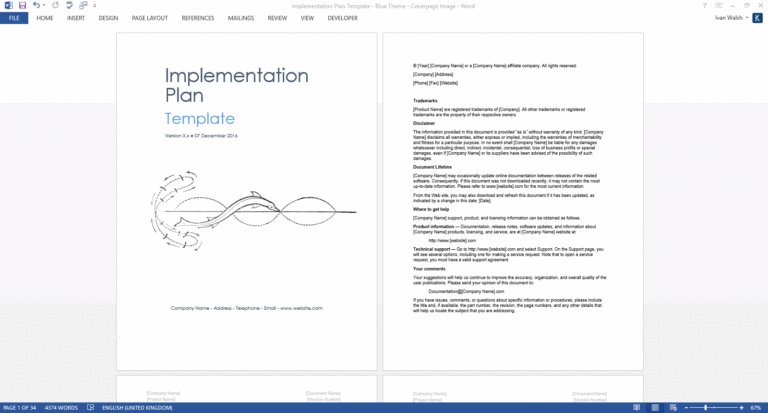 Implementation Plan Template – MS Office Templates with AI prompts