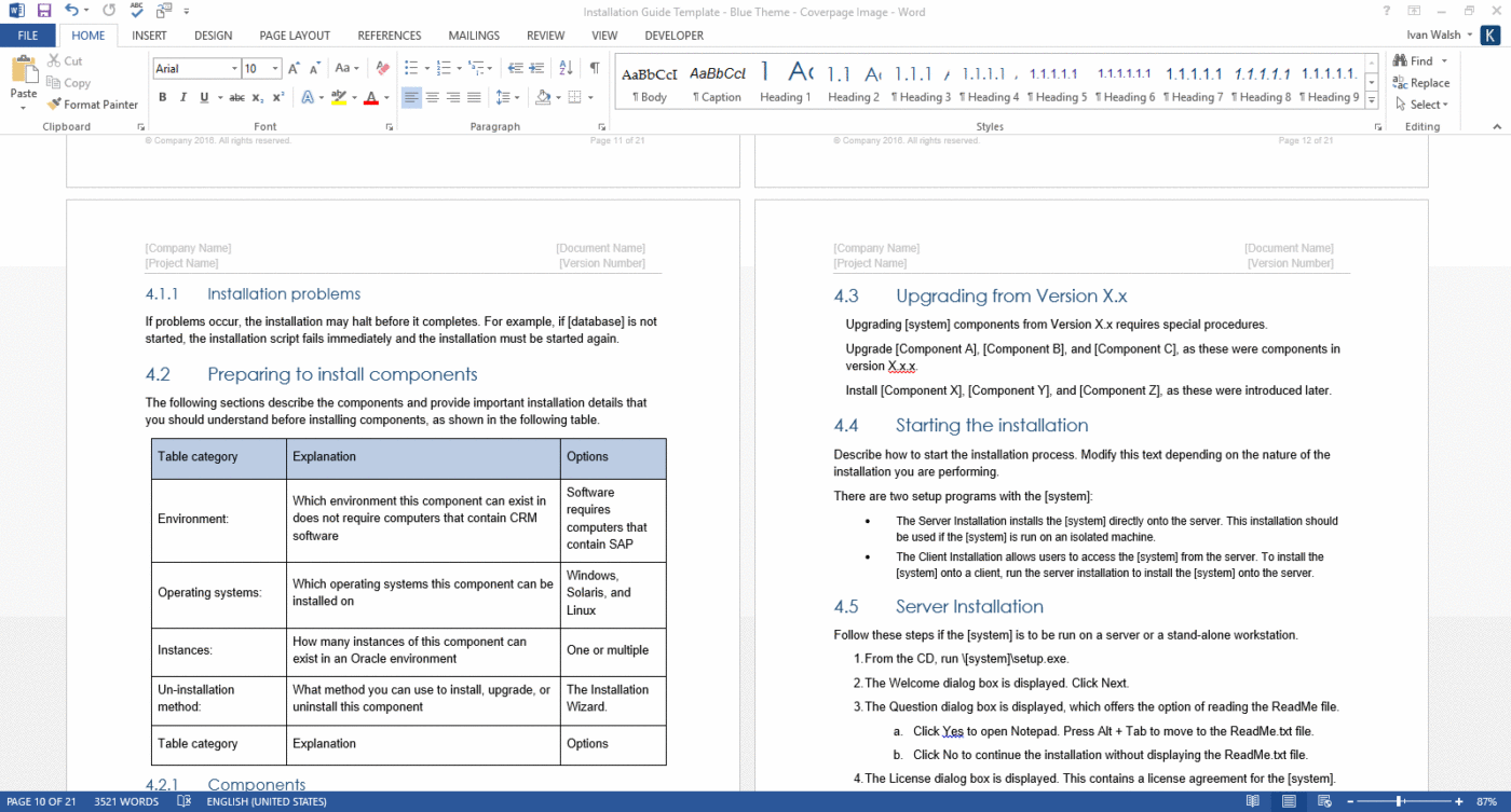 Installation Plan Template – MS Office Templates with AI prompts