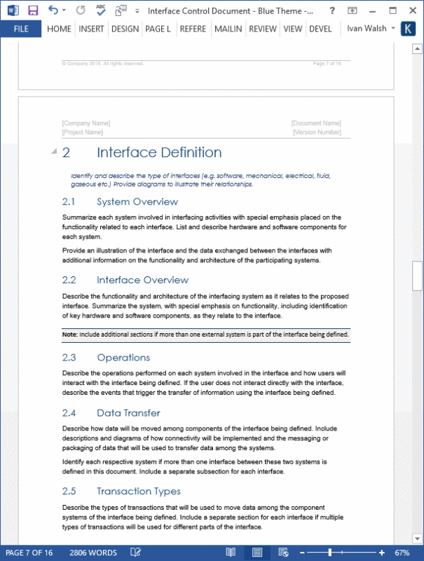 Interface Control Document Template – MS Office Templates with AI prompts