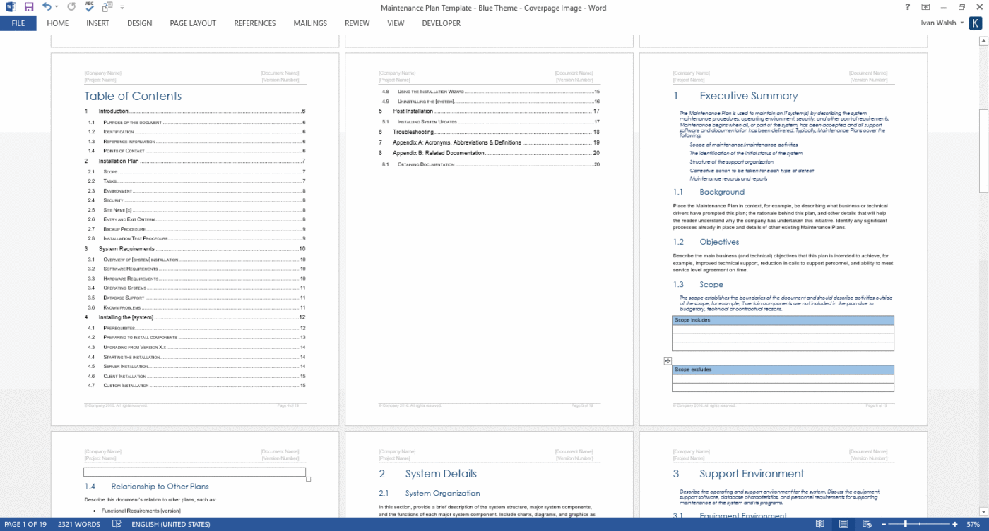 Maintenance Plan Templates – Templates, Forms, Checklists for MS Office ...