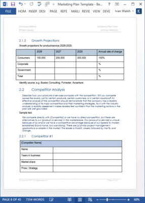 Marketing Plan Templates (MS Office) – MS Office Templates with AI prompts