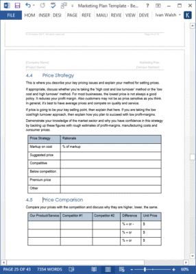 Marketing Plan Templates (MS Office) – MS Office Templates with AI prompts
