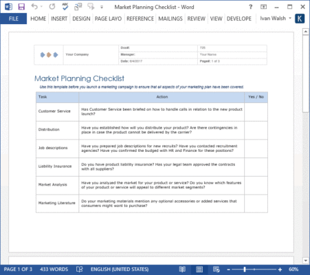 Marketing Plan Templates (MS Office) – Templates, Forms, Checklists for ...