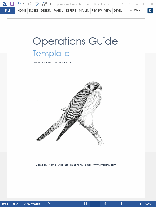 Operations Plan Template MS Office Templates Forms Checklists For 