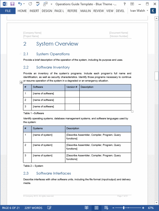 Operations Plan Templates (MS Office) – MS Office Templates with AI prompts