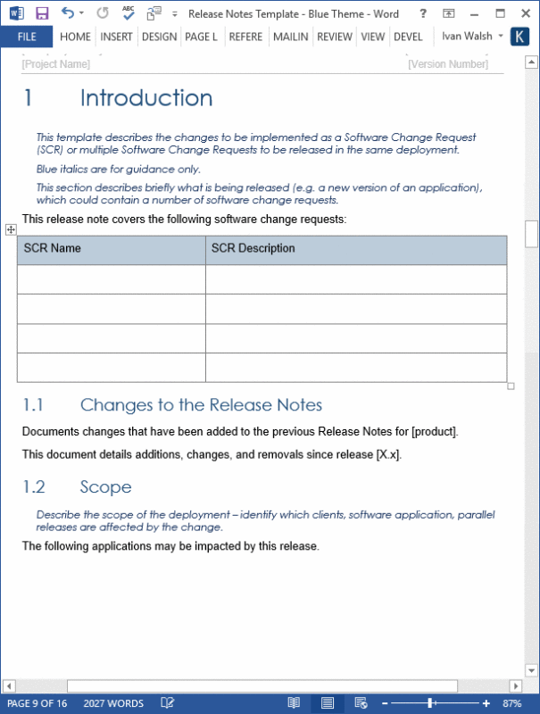 Release Notes Templates – MS Office Templates with AI prompts