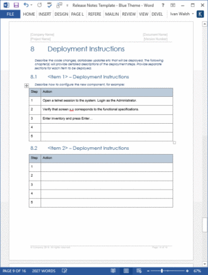 Release Notes Templates – MS Office Templates with AI prompts