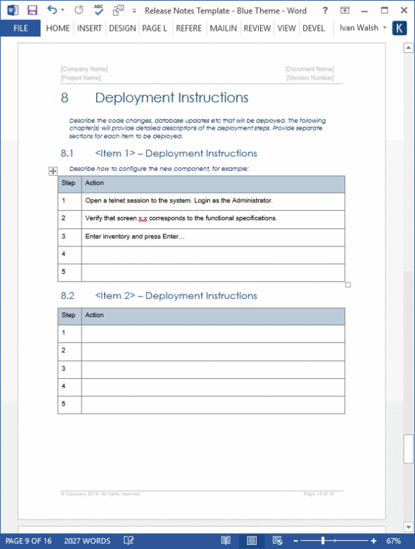 Release Notes Templates – MS Office Templates with AI prompts