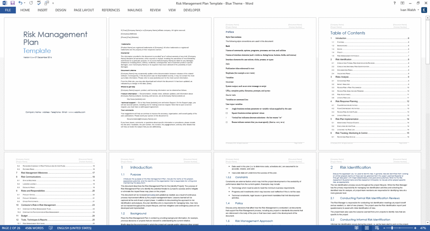 Risk Management Plan Templates – MS Office Templates with AI prompts