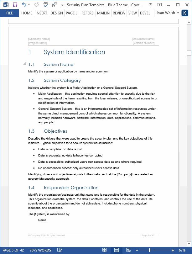 Security Plan Templates Templates Forms Checklists For MS Office 