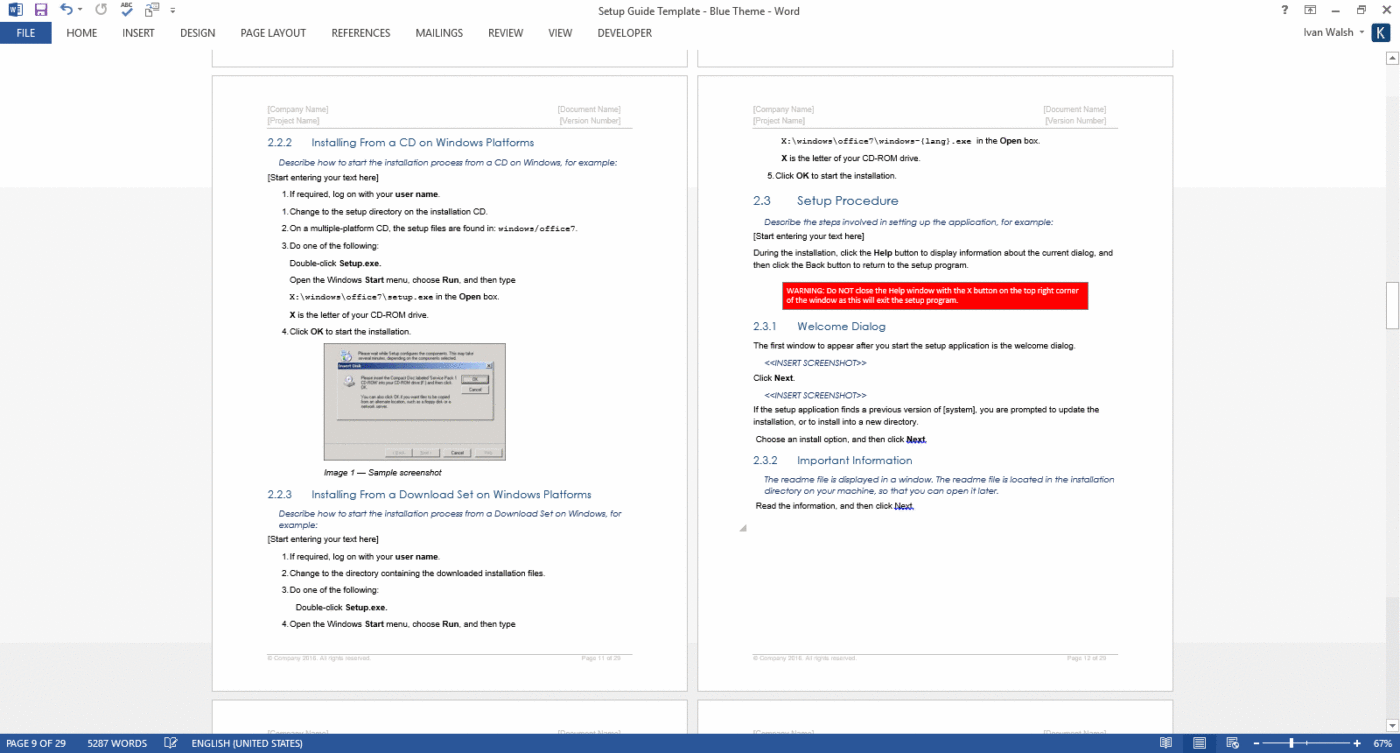 Setup Guide Template – MS Office Templates with AI prompts