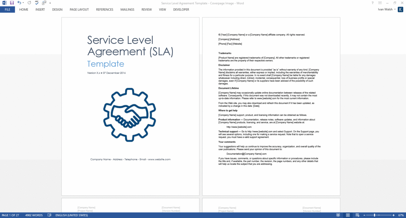 Service Level Agreement templates – MS Office Templates with AI prompts